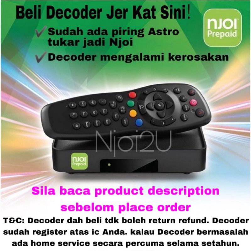(New)Njoi Decoder siap activated(FREE RM20 topup) (Tanpa Pasang ...