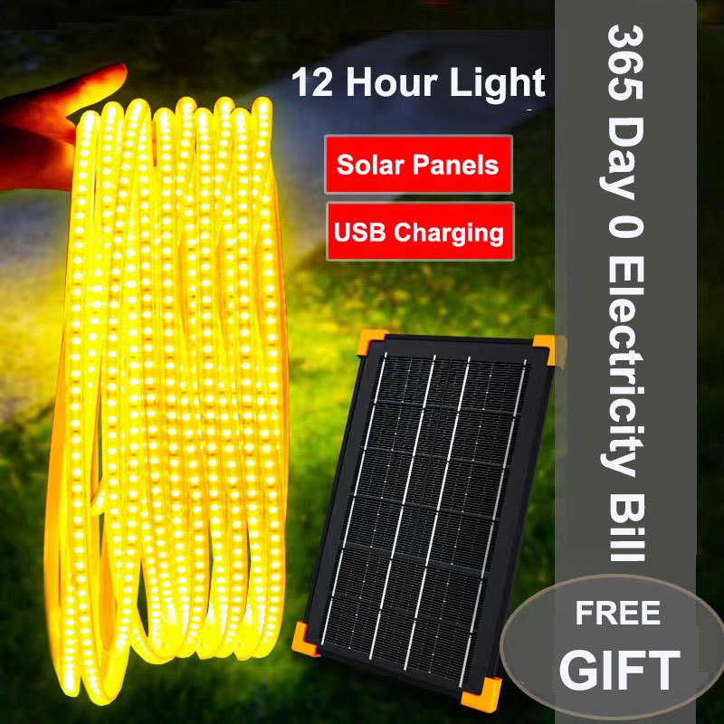 25M LED Solar Strip Light With Remote Control Waterproof Warm String ...