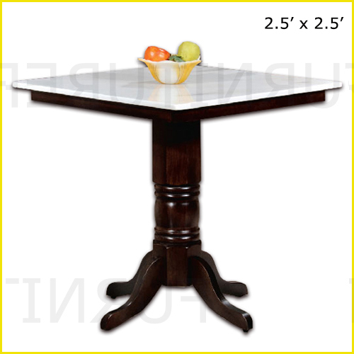 2ft/2.5ft Square Marble Top Kopitiam Cafe Dining Table with solid wood ...