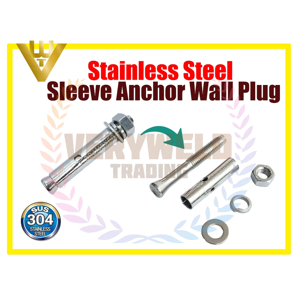 VERYWELD STAINLESS STEEL SUS304 WALL PLUG / Sleeve Anchor Wall Plug ...