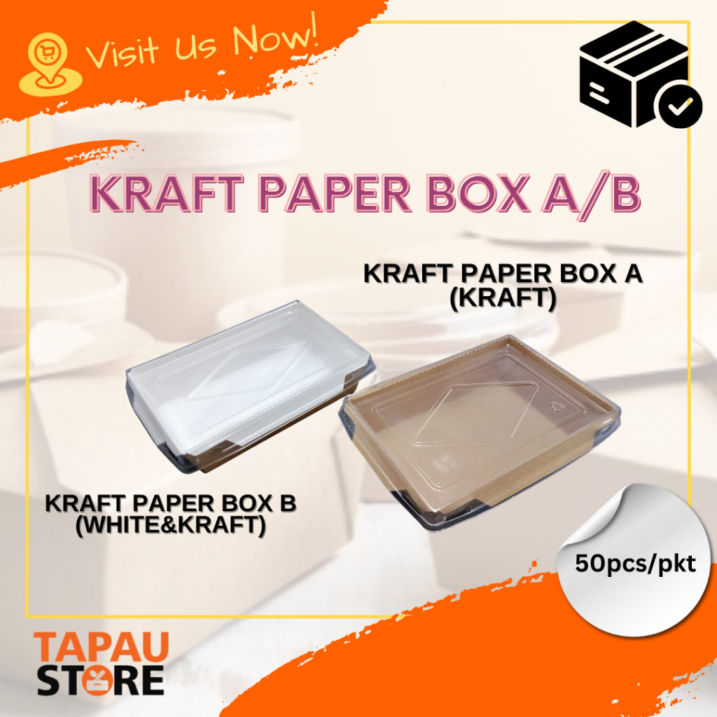 (50PCS) Kraft Paper Box Whit Kraft / Brown - with PET Clear Lid (KPA ...