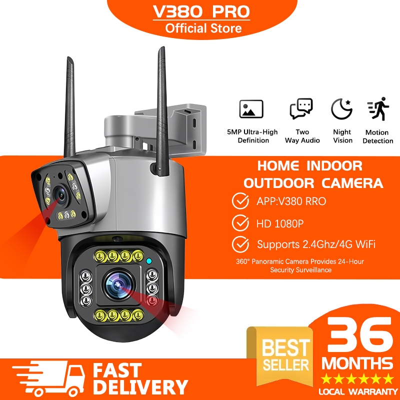 V380 Pro wireless dual lens outdoor waterproof wifi 360 cctv camera ...