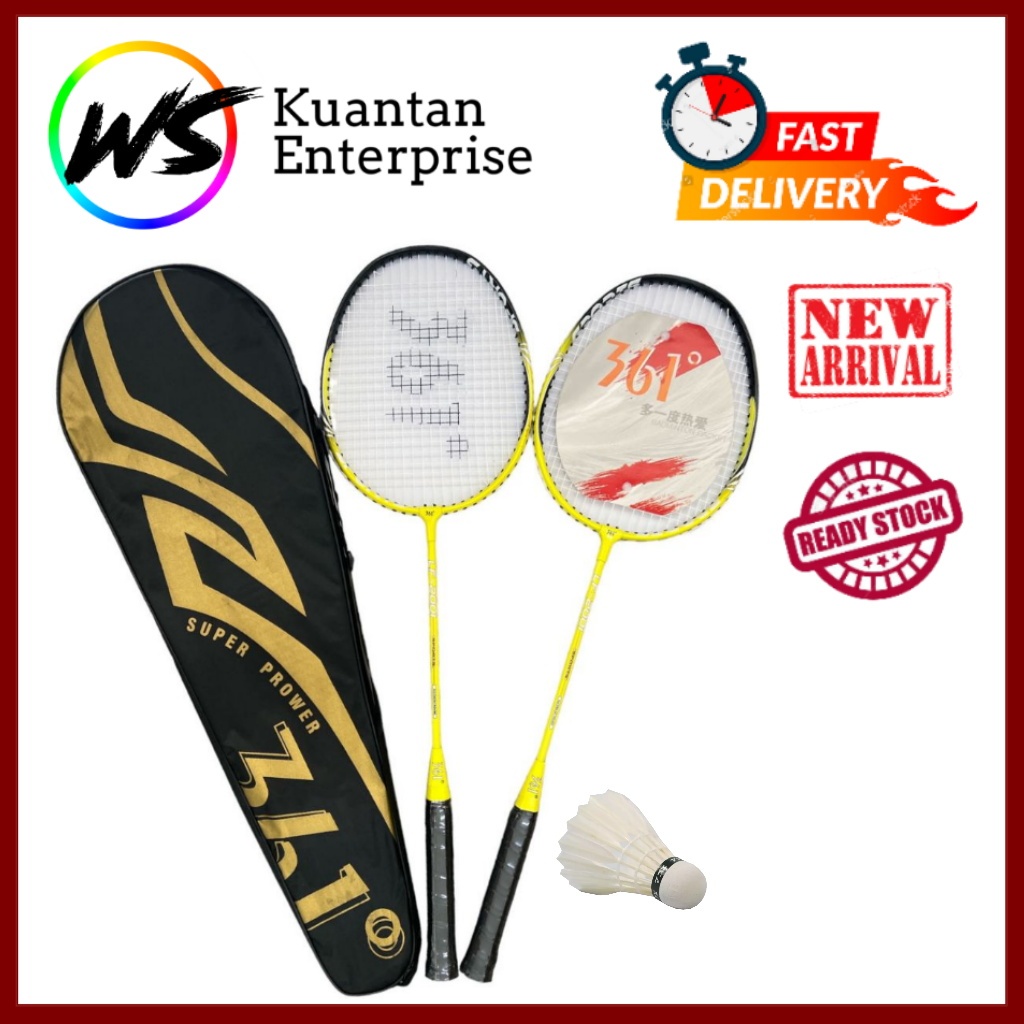 💯【100% Original】🔥361° Aluminium Badminton Racket Set with Full Cover🔥 ...