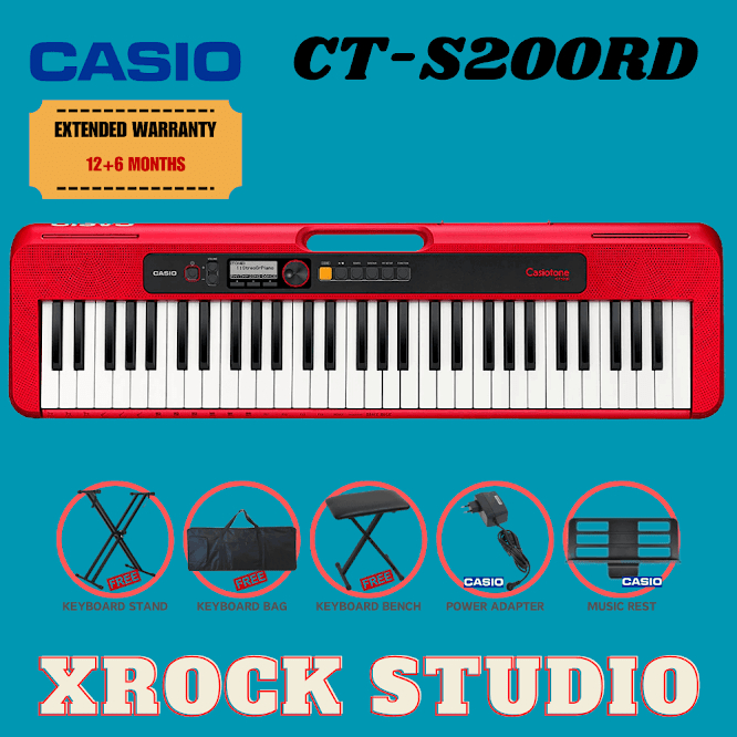 Casio CTS200 61-Keys Casiotone Keyboard with Keyboard Stand, Damper ...