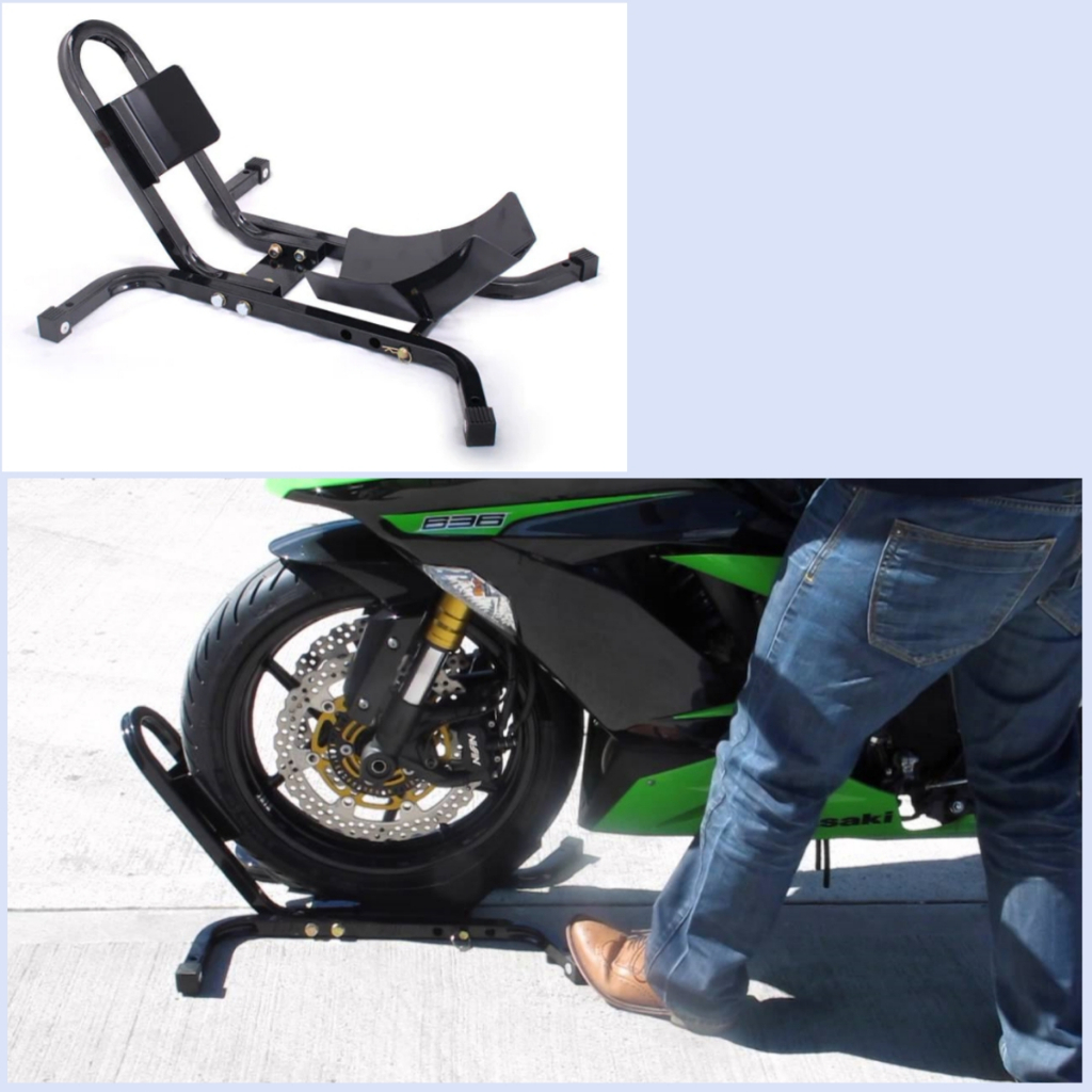 Front paddock stand Front wheel chock Wheel chock Front paddock stand ...