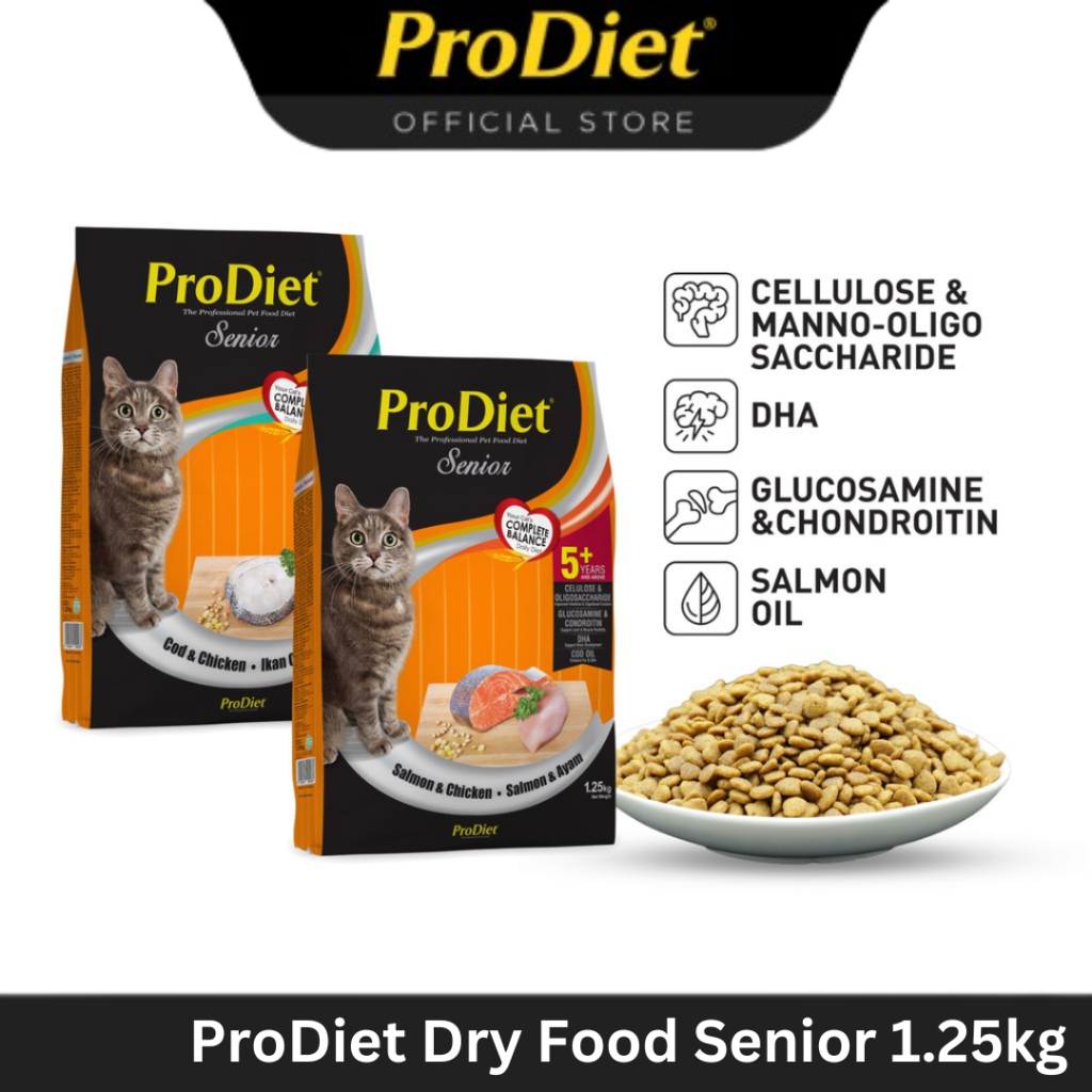 ProDiet Dry Cat Food Senior - Cod & Chicken/Salmon & Chicken (1.25kg x 1 Unit/3 Units) | Shopee ...