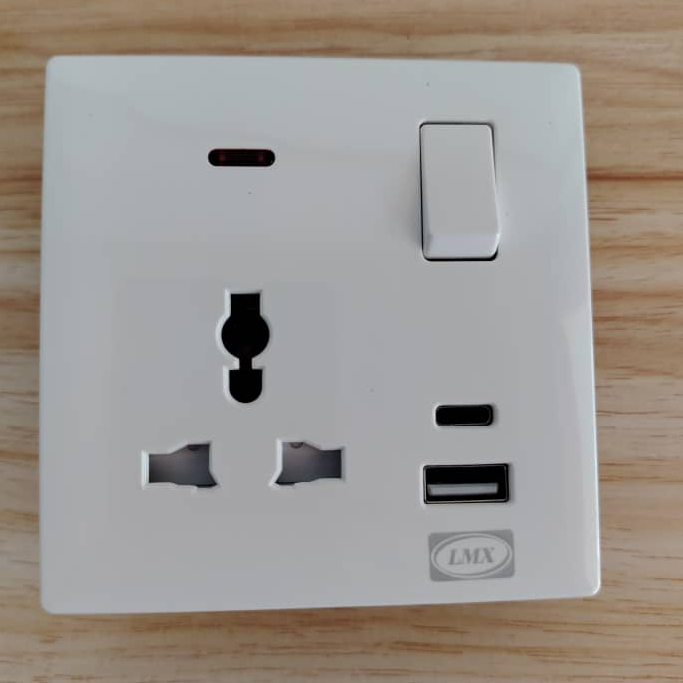 LMX 13A USB Universal Wall Switch Socket 5V 3.1A USB Socket (SS-919UC ...