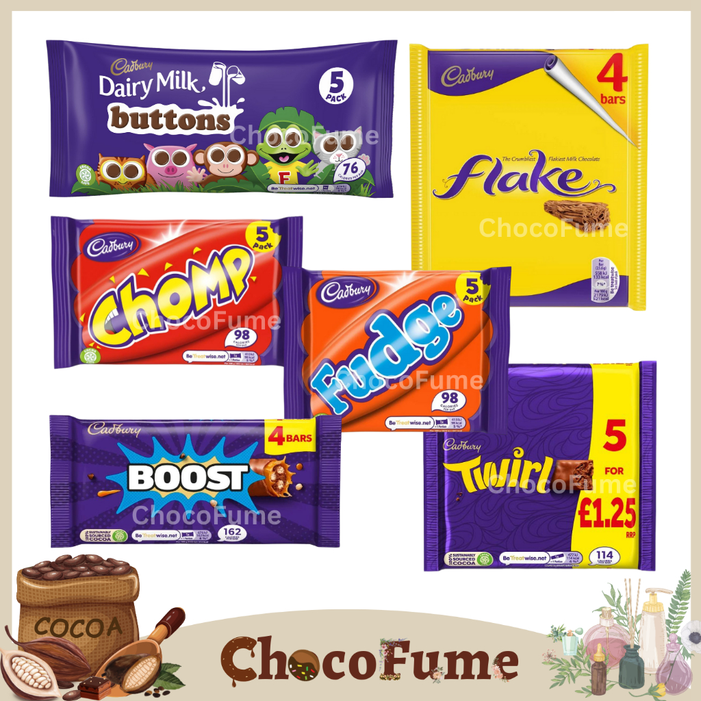Cadbury Boost/ Dairy Milk Buttons/ Chomp/ Flake/ Fudge/ Twirl Bar Pack ...