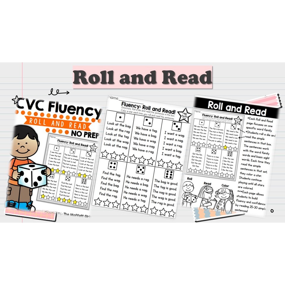 [PRE235] 25 pages CVC Roll and Read Worksheet for Pre-school PDF ...