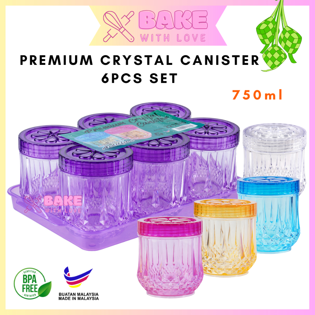 BakeWithLove 6pcs Crystal Bekas Kuih Raya Set /Cookies Container Set ...
