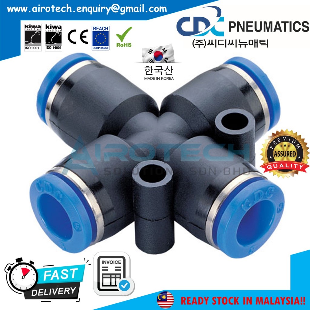 CDC Pneumatics [MADE IN KOREA] PZA One-Touch Air Fitting Cross Union Type *Invoice will be ...