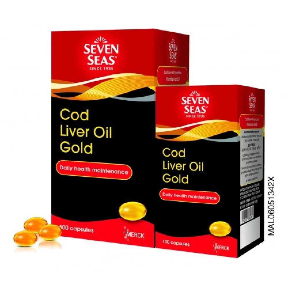 SEVEN SEAS COD LIVER OIL GOLD 500+100CAP( EXP 20/02/2025 ) | Shopee ...
