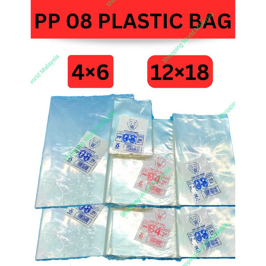 PP08 Clear Plastic Flat Open Poly Bags Great for Food Storage ...
