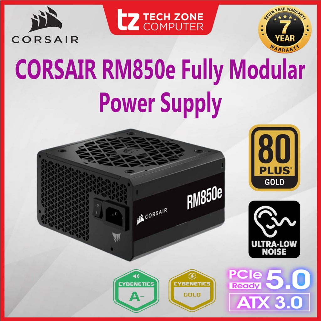 CORSAIR RM850e 850 Watt ATX 3.0 80 PLUS GOLD Certified Fully Modular ...