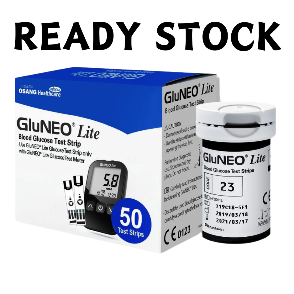 【READY STOCK】Gluneo Lite Blood Glucose Test Strips (Expiry: 9/2026 ...