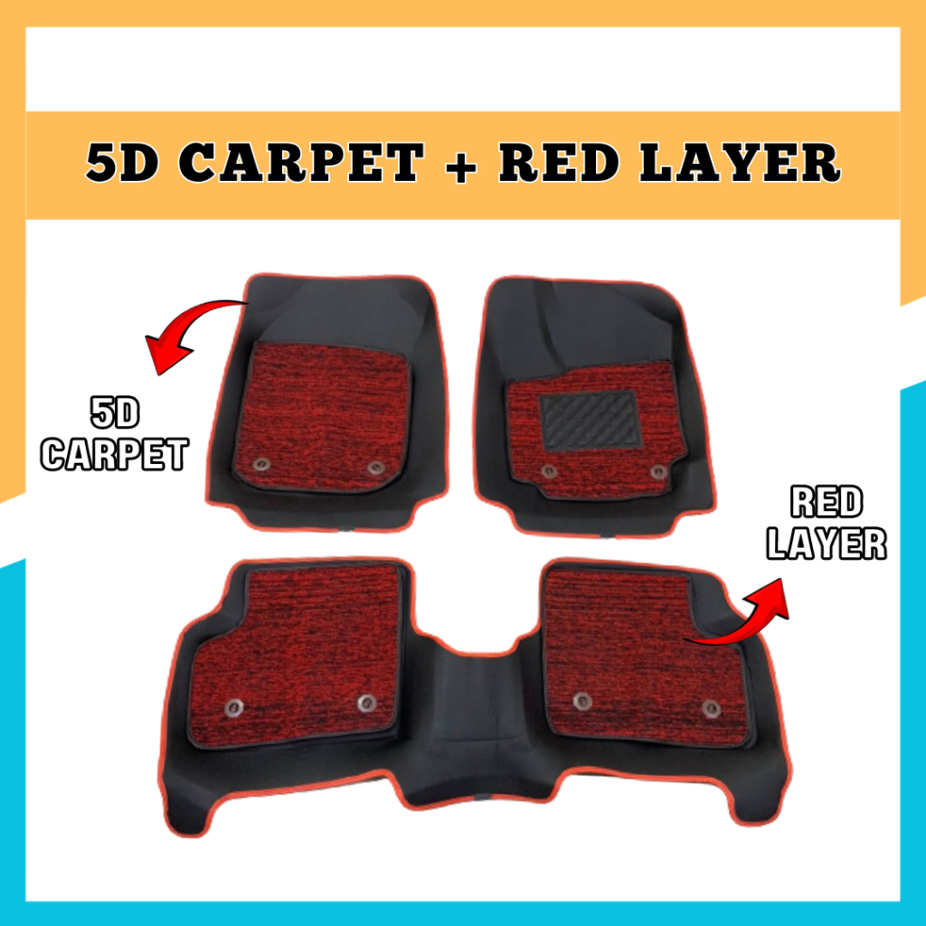 Perodua Axia 2023 PRESENT 5D Carpet Car Mat Floor Mat OEM Karpet Car Floormat Red Lining Shopee Malaysia