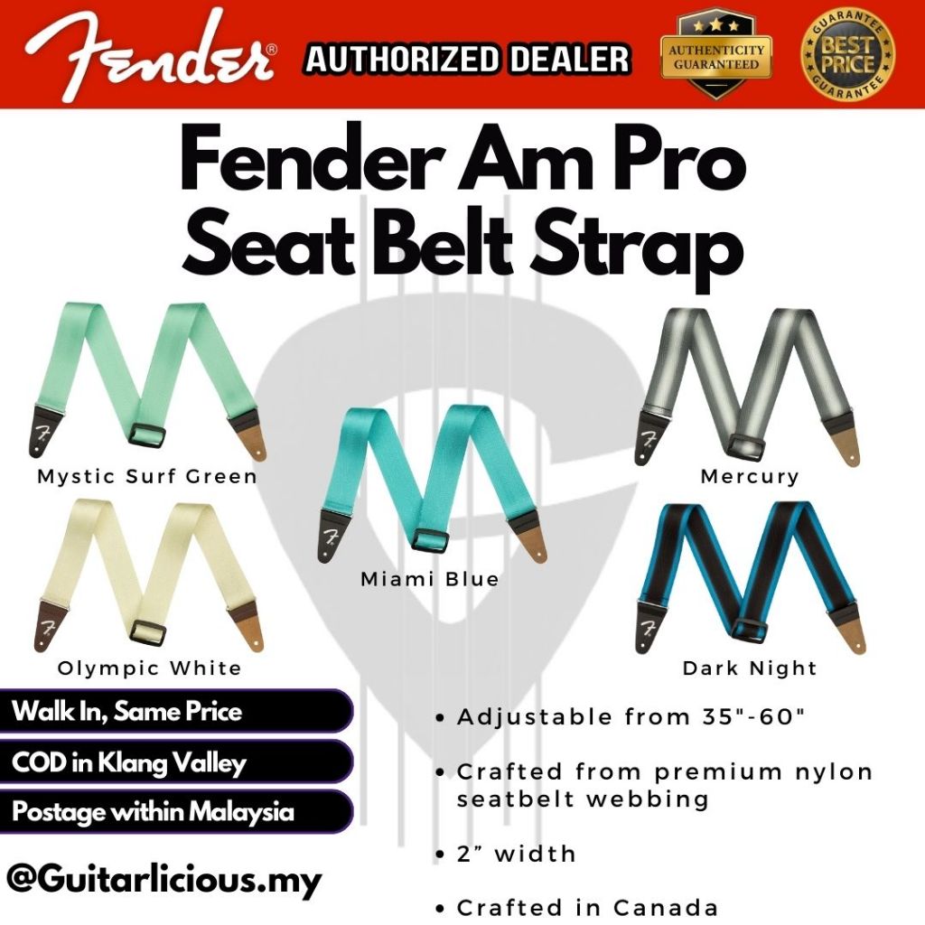 Fender Am Pro Seat Belt Guitar Strap / Tali Bahu, 2-inch - Olympic ...