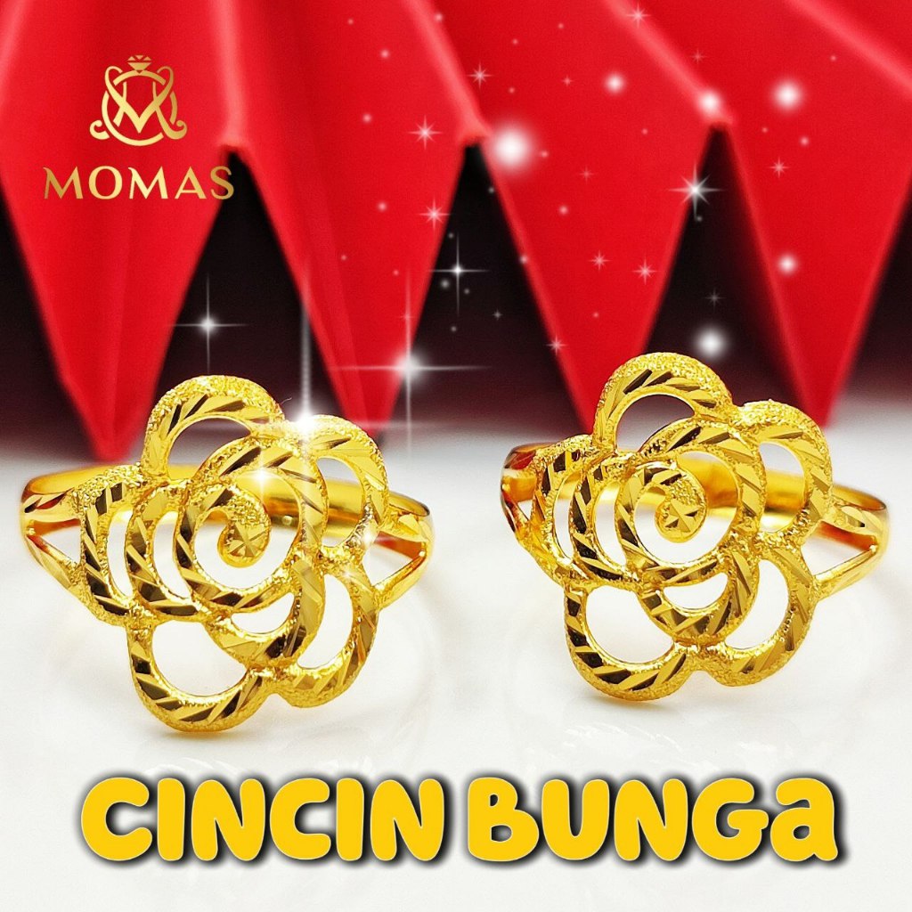 Cincin Bunga Emas 916 Original Cincin Emas 916 Bajet Cincin Bunga Ros ...