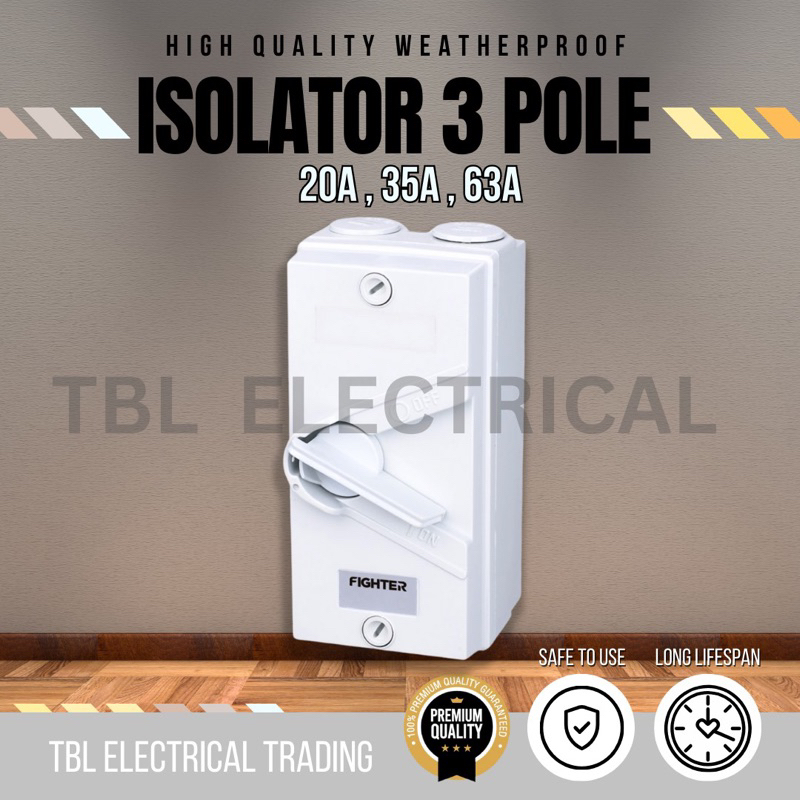 🔥HIGH QUALITY🔥Weatherproof Isolator 3 Phase/Pole Switch 20A / 35A / 63A | Shopee Malaysia