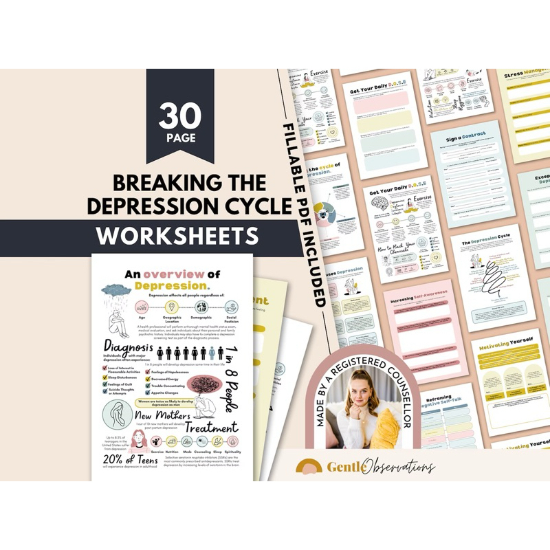 Depression Workbook, The Depression Spiral Worksheets, Self-Esteem ...