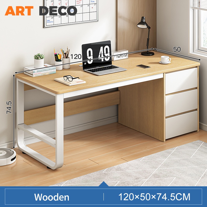 Study Table With Drawer Wooden Meja Belajar Home Office Table Student ...