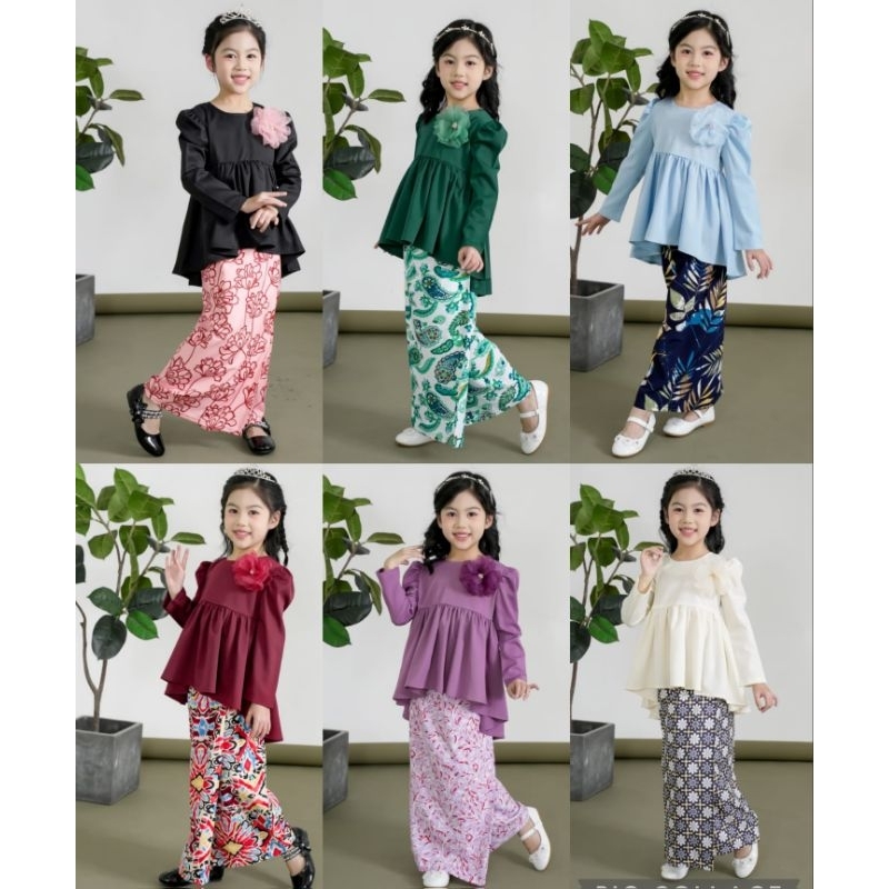 Baju Kurung Bunga Batik Moden Peplum Budak Perempuan 1-12Tahun Baju ...