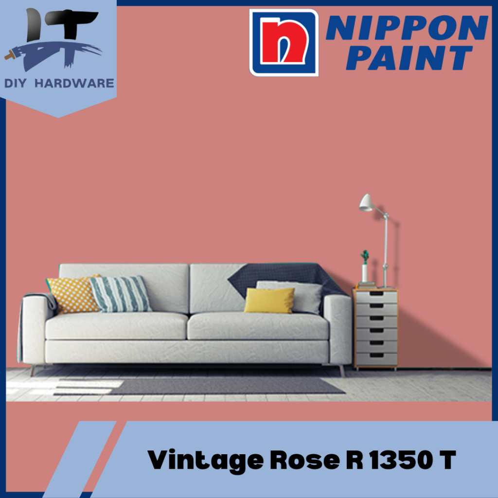 1 Liter Nippon Paint Vintage Rose R 1350 T For Interior Wall Paint（Satin Glo / Easywash / Super ...