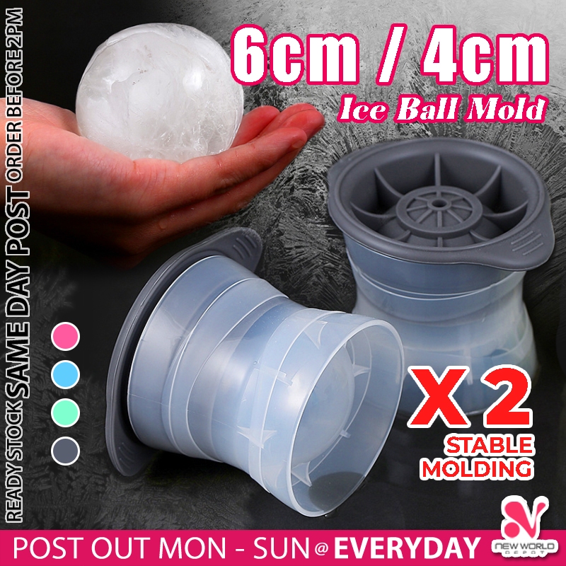 𝟰𝗖𝗠 / 𝟲𝗖𝗠 》Round Ice Ball Mold Whiskey Cocktail Beverage Food Grade DIY ...
