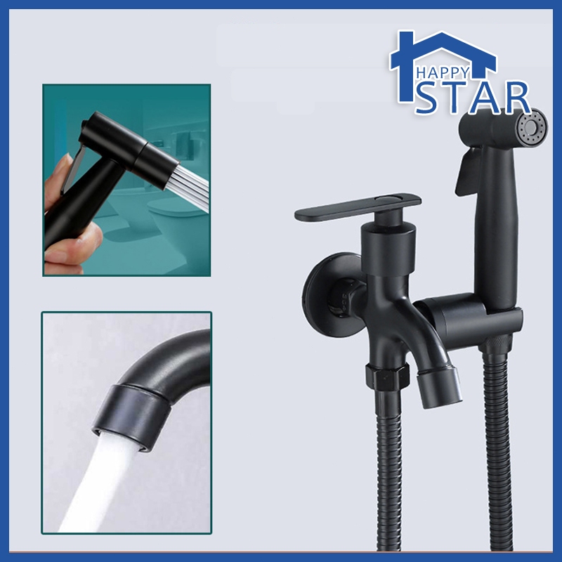 Stainless Steel Bidet Spray Set Hand Bidet Two Way Tap Faucet Bathroom ...