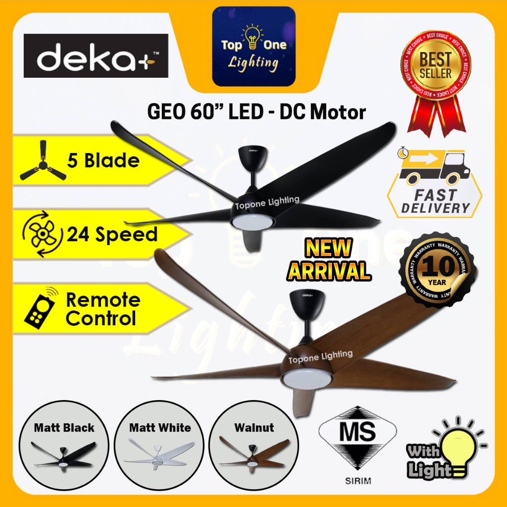 DEKA+ GEO 3 Colour LED 60'' 8 Blades 24 Speeds + Reverse with Remote ...