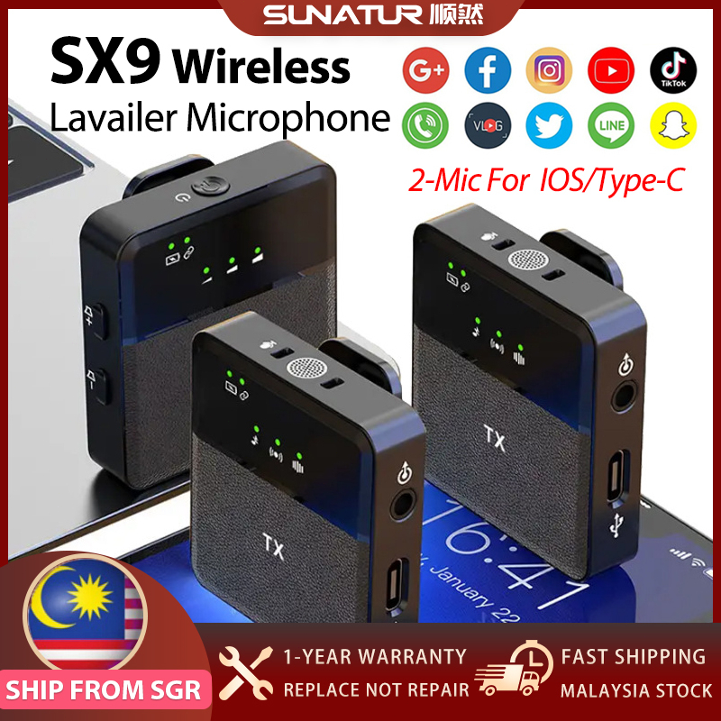 SX9 Wireless Lavalier Microphone Professional Portable Mini Lapel ...
