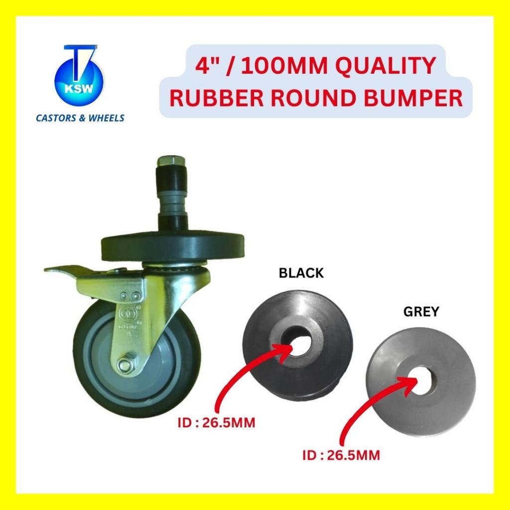 4"/100mm Premium Quality Poly-Rubber Round Bumper Protection Castor ...