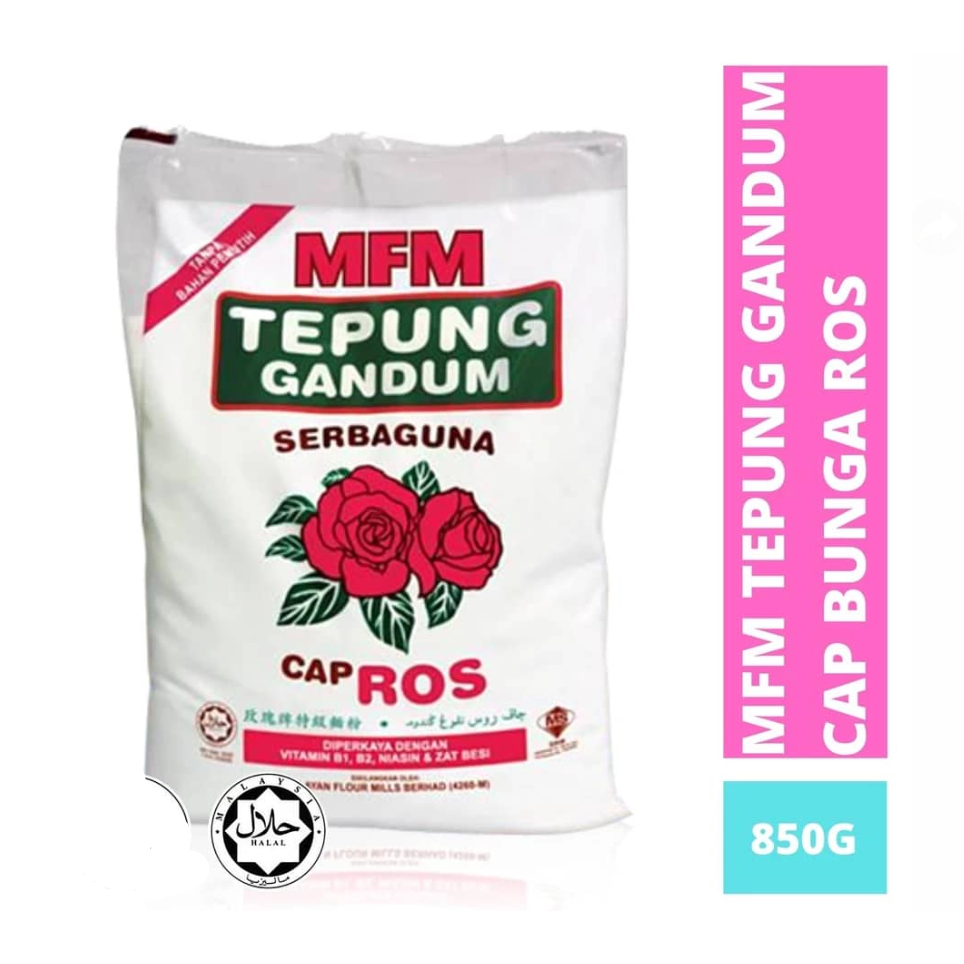MFM TEPUNG GANDUM CAP BUNGA ROS ( 850G ) 红玫瑰花牌中筋面粉 (2841T) | Shopee ...