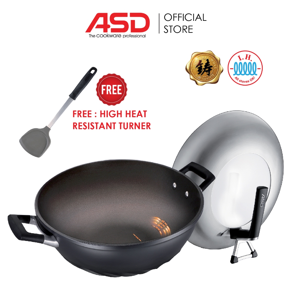 ASD IH Tornado Elite Die Cast Pro-Titanium Non Stick Chef Wok (36cm ...