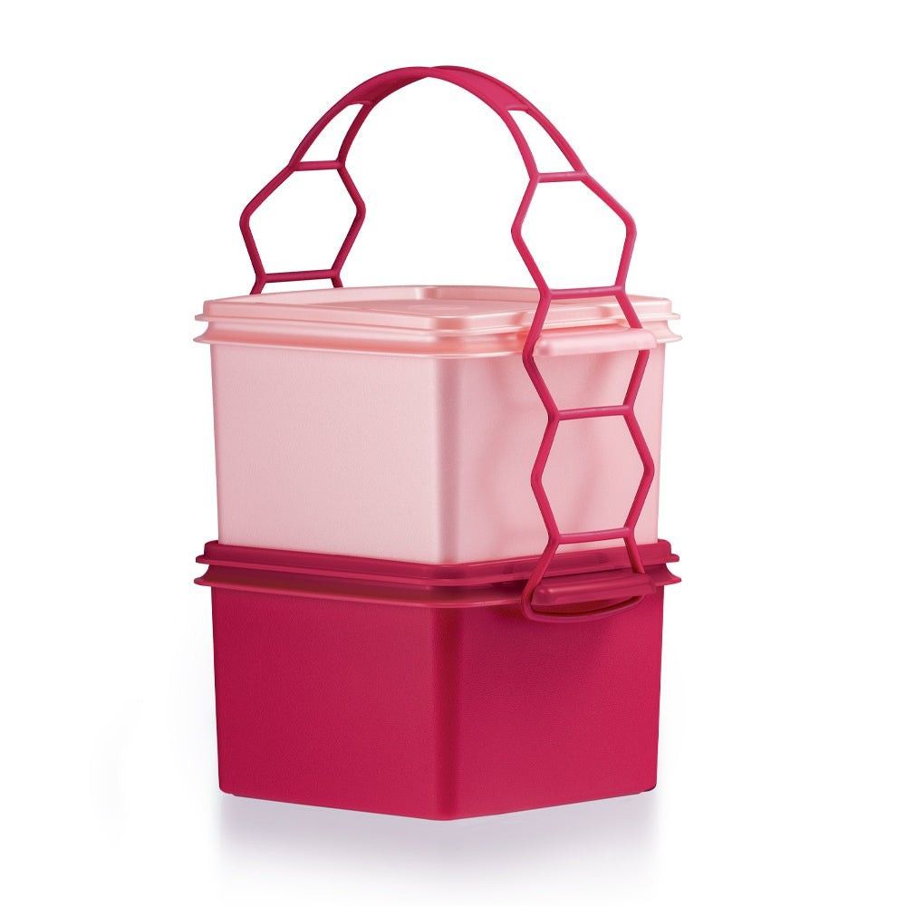 8 Warna X Tupperware Double Deep with Cariolier Lunch Box 1.7L 2 Ties ...