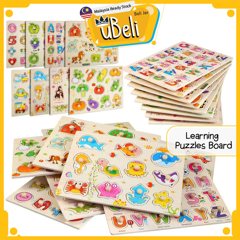 [uBeli] Mainan Teka Teki Preschool Early Educational Wood Puzzle Hand ...
