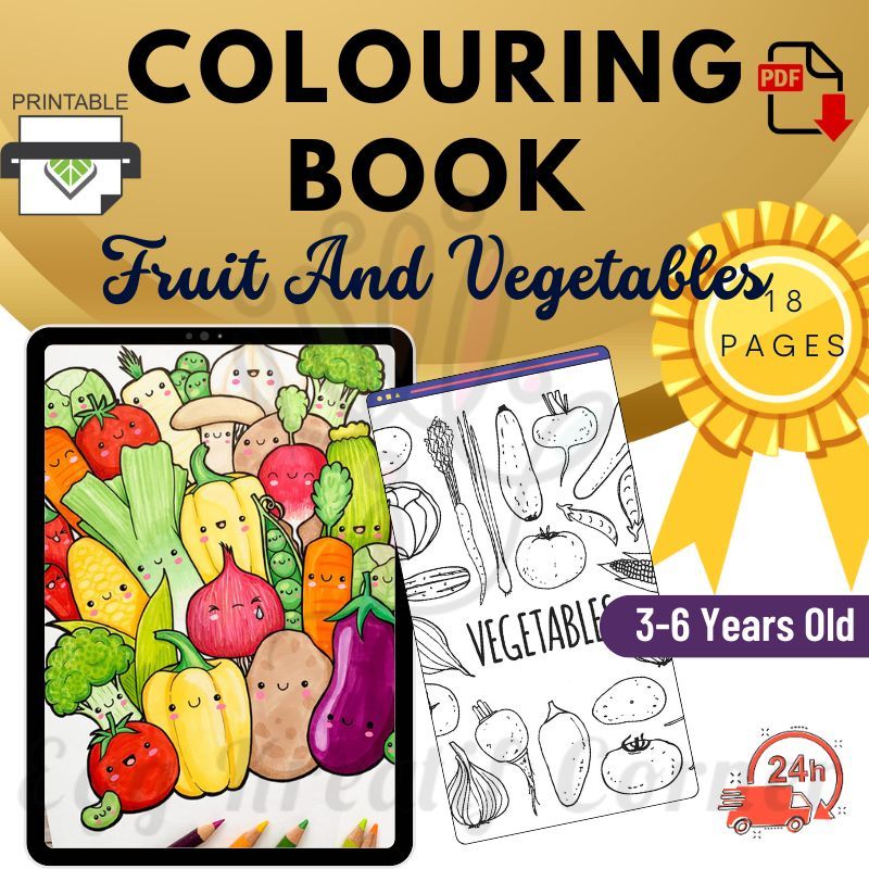 18 Pictures VEGETABLES - Printable Learning & Colouring Book For ...