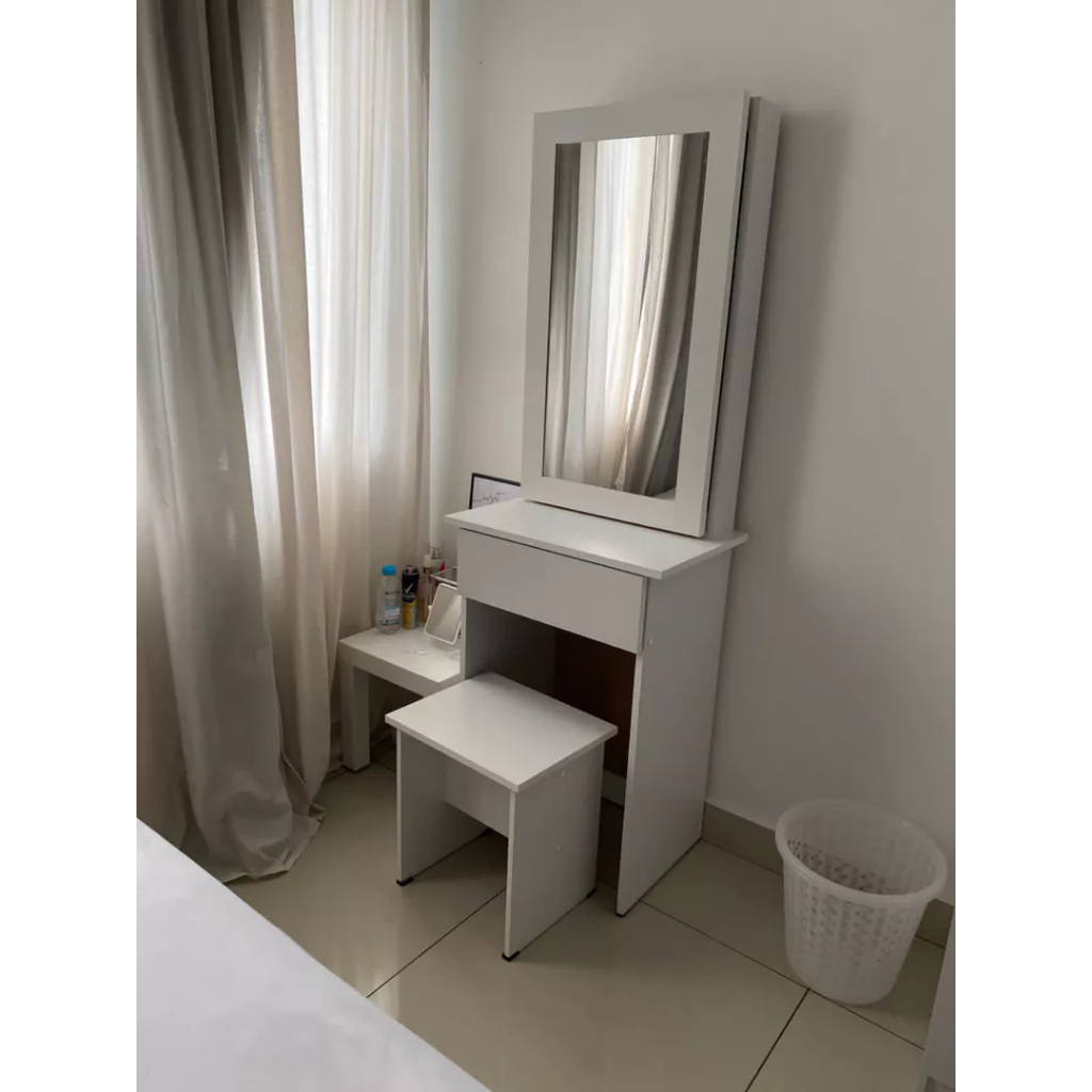 BMH White Makeup Table With Stool Dressing Table With Mirror Meja Mekap ...