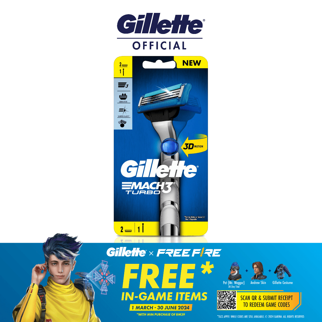 Gillette Mach3 Turbo Razor 3D 2UP | Shopee Malaysia