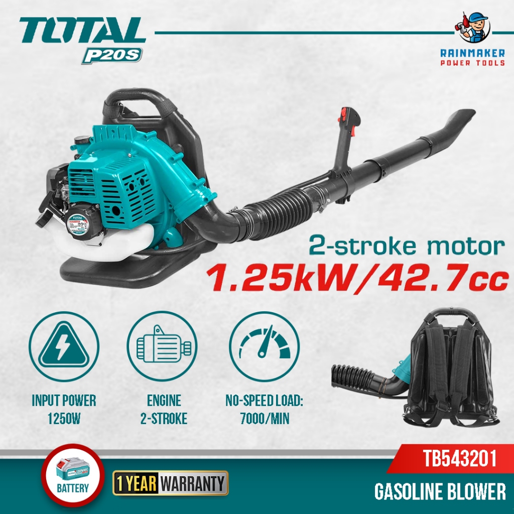 TOTAL Gasoline Blower 2-Stroke Engine Fuel Tank (1250W/Flow Rate 0.2m3/s/42.7cc/1L) TB543201 ...
