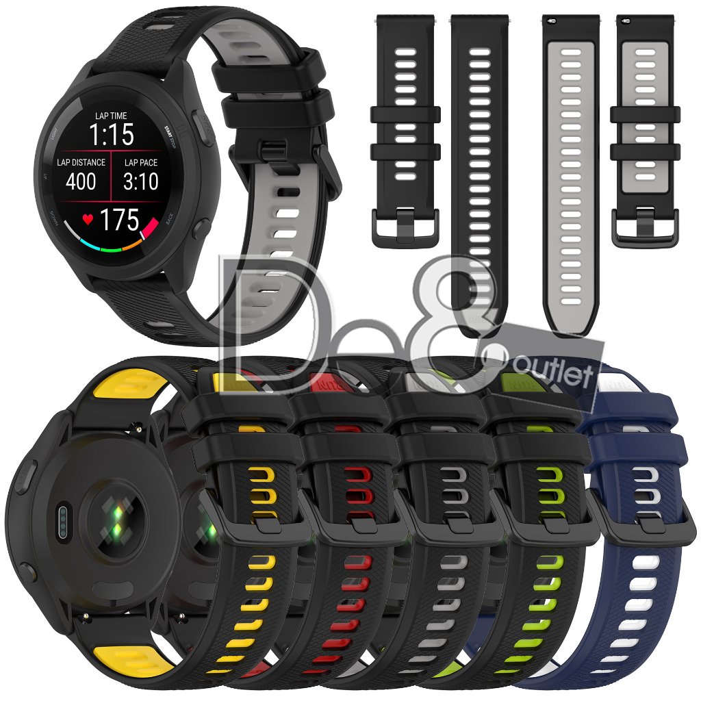 22mm Silicone Strap for Garmin Forerunner 265 / 255 / Venu 3/ Venu 2 ...
