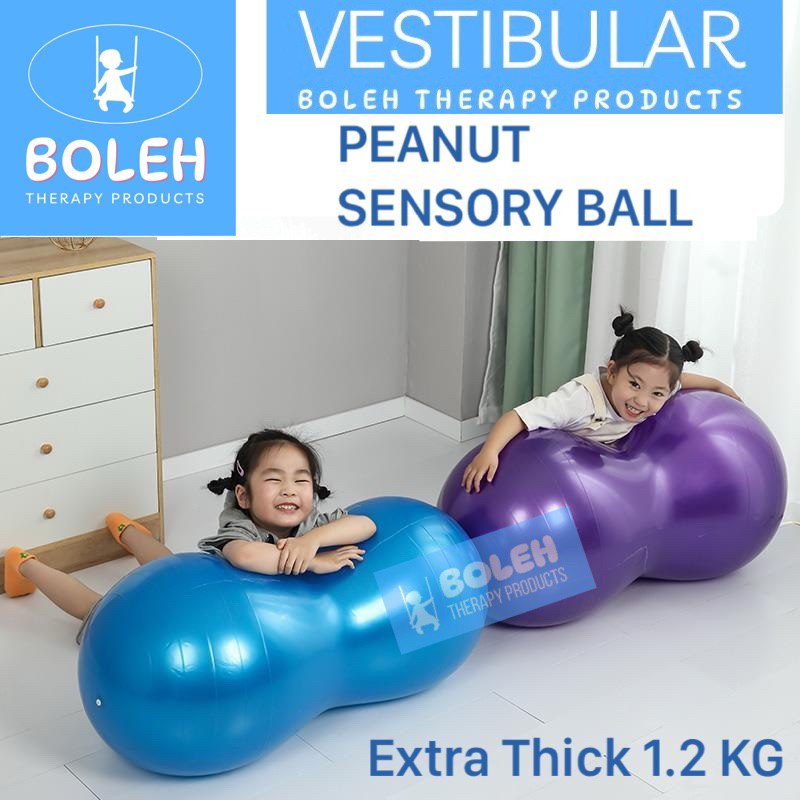 BOLEH Peanut Sensory Ball 50cm Diameter Gym Ball for Vestibular Sensory and Wheel Barrow Walk ...