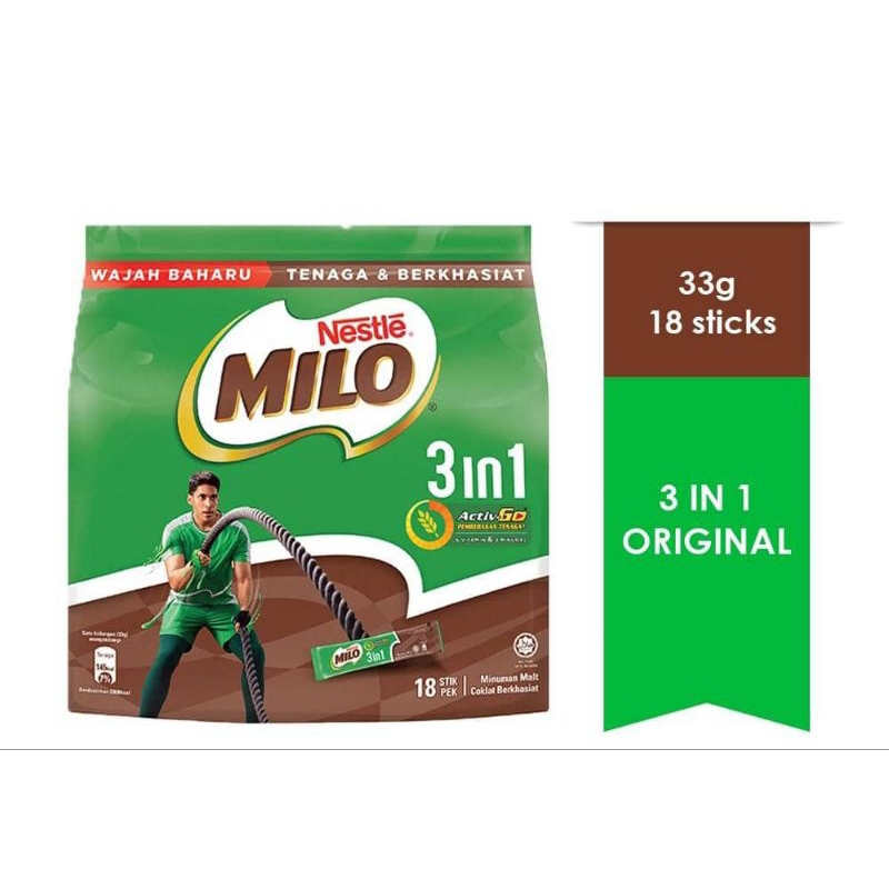 [FREE SHIPING] Nestle Milo 3in1 Activ Go Mixes (33g x 18s) | Shopee ...