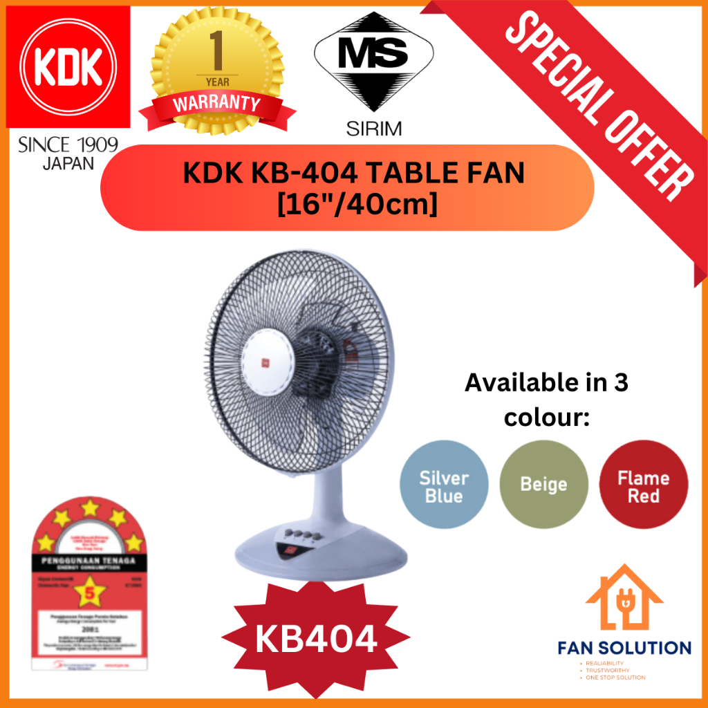 KDK KB-404 (40CM/16") TABLE FAN. KIPAS MEJA KDK SIRIM APPROVED. [READY STOCK FAST DELIVERY ...