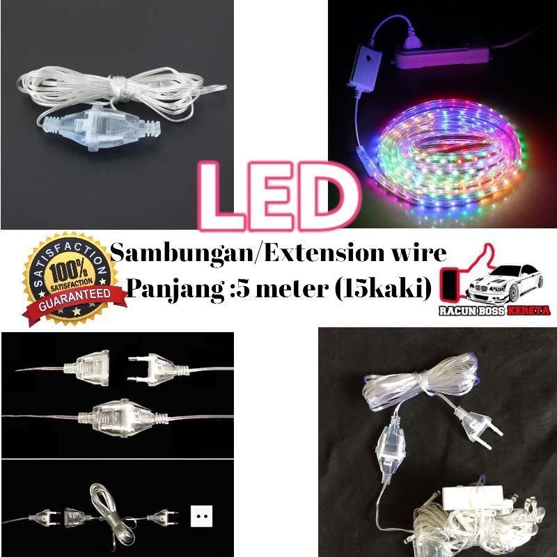 Ready Stock EU Plug 5meter Extension Cable AC240V Led Lantern String ...