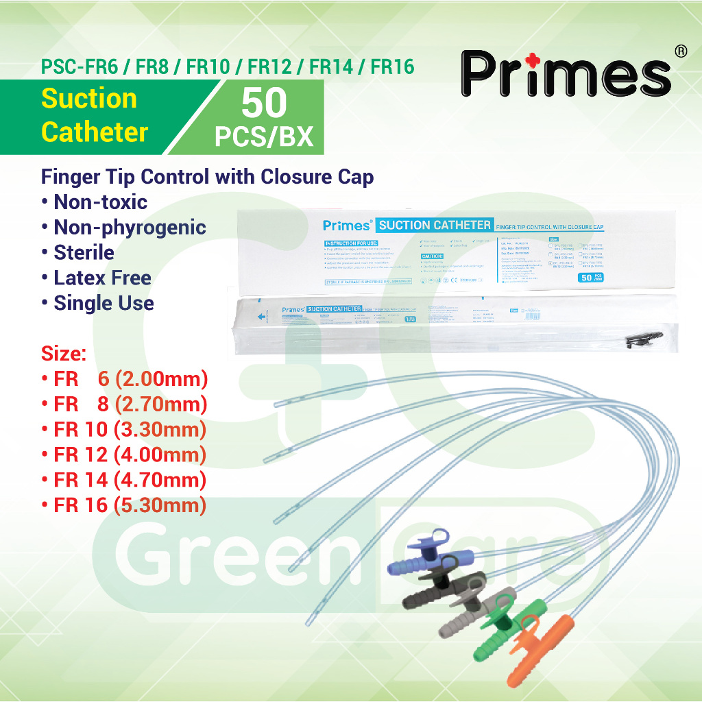 (Single pack type) Primes Suction Catheter (FR6, FR8, FR10, FR12, FR14 ...