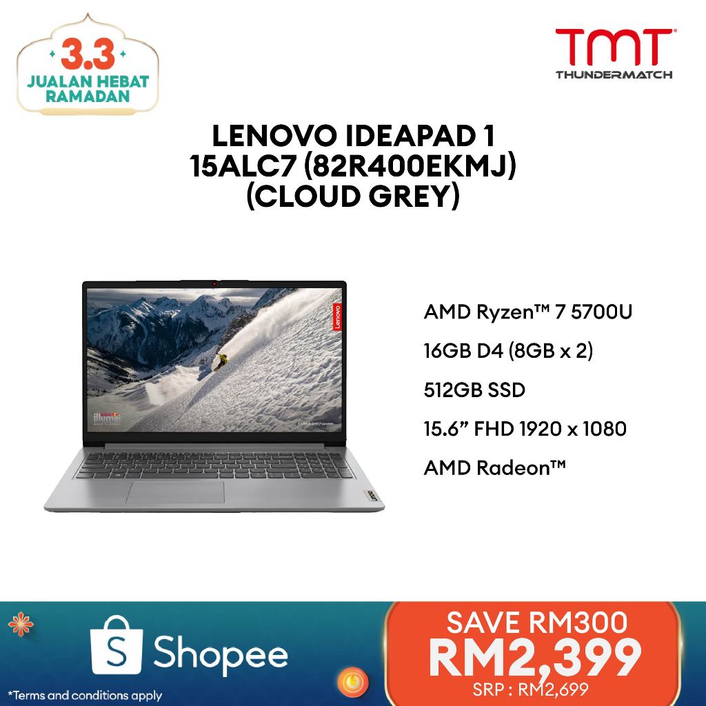 Lenovo IdeaPad 1 15ALC7 Laptop (82R400EKMJ) | AMD Ryzen 7-5700U | 16GB ...