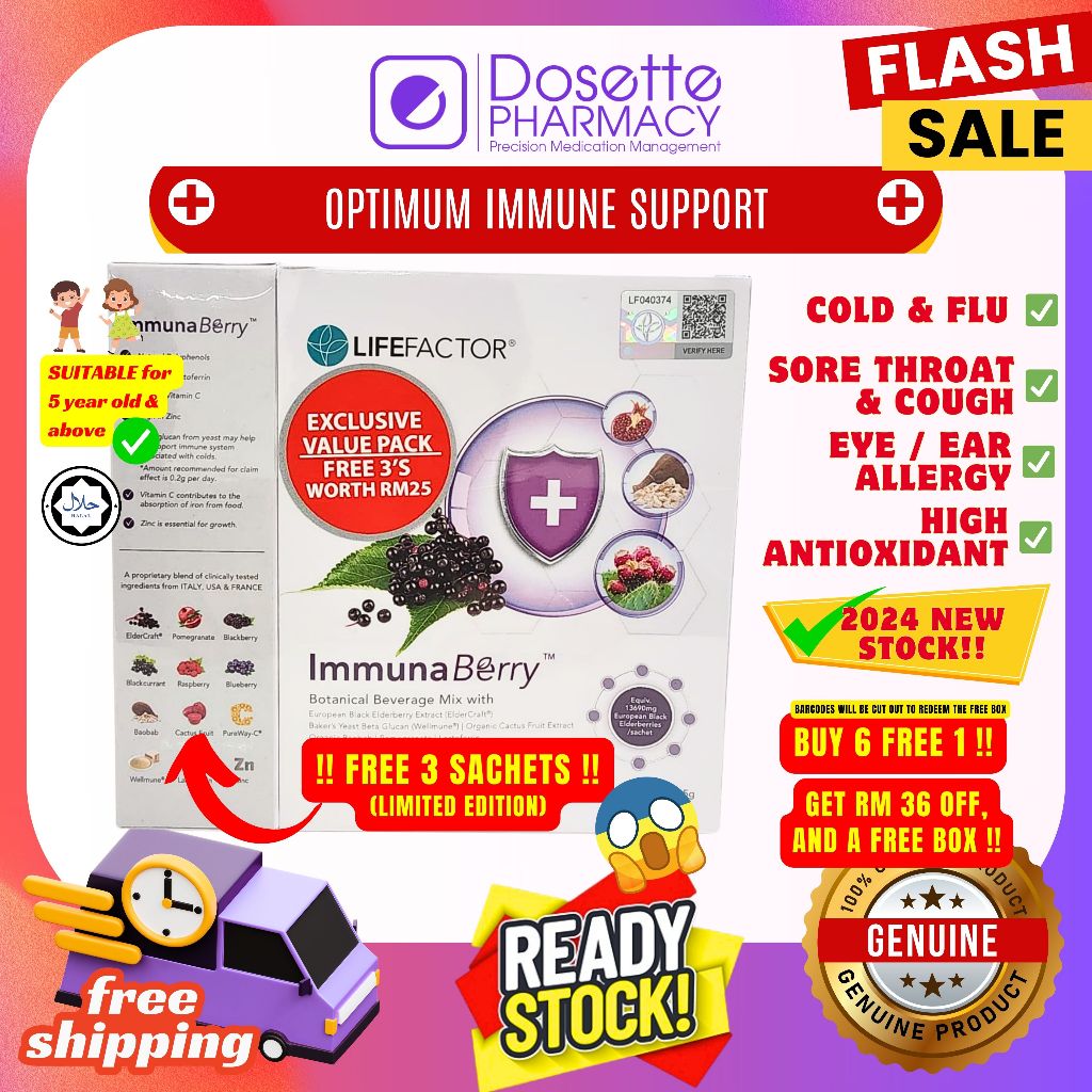 LIFE FACTOR IMMUNABERRY EXP:01/26 15's BUY 6 FREE 1- IMMUNE SUPPORT FOR ...