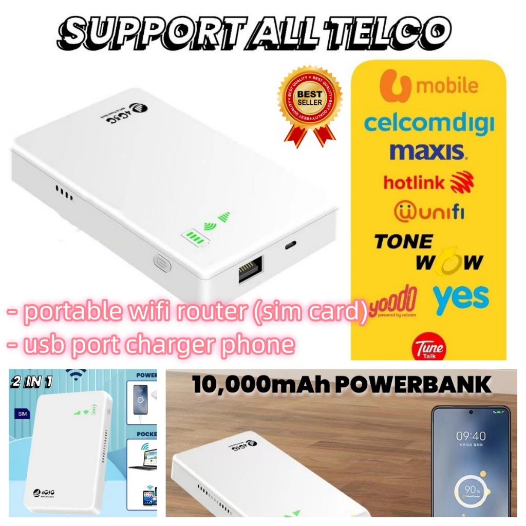 TP-10000 portable mini wifi router (sim card) + mobile phone charger ...