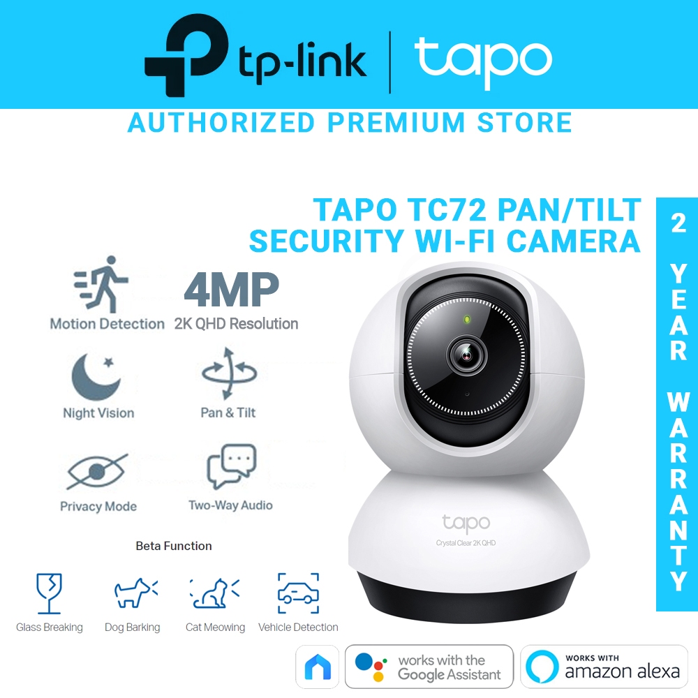 TP-Link Tapo TC72 2K QHD 4MP 1440P Motion Detection Two Way Talk Pan ...